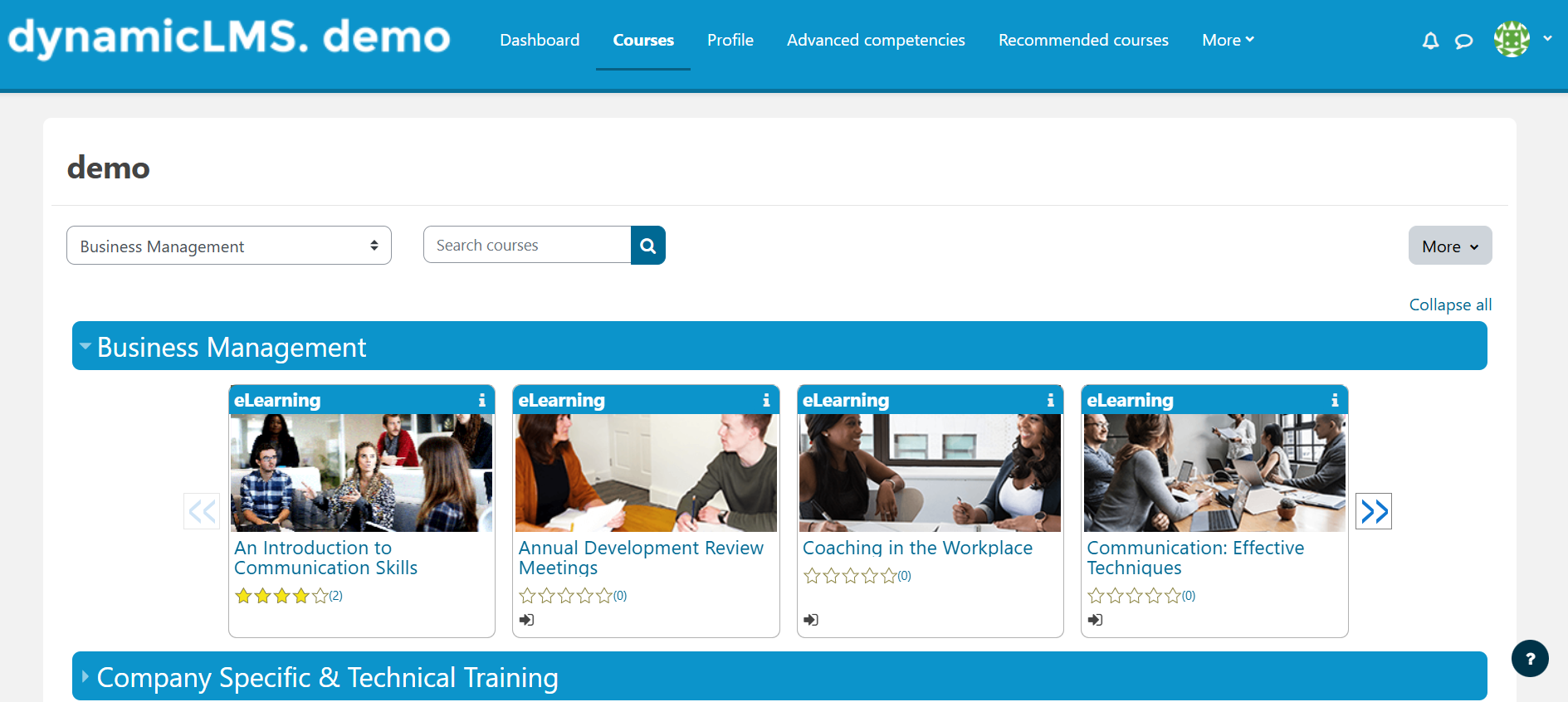 Main navigation – Dynamic LMS userguide